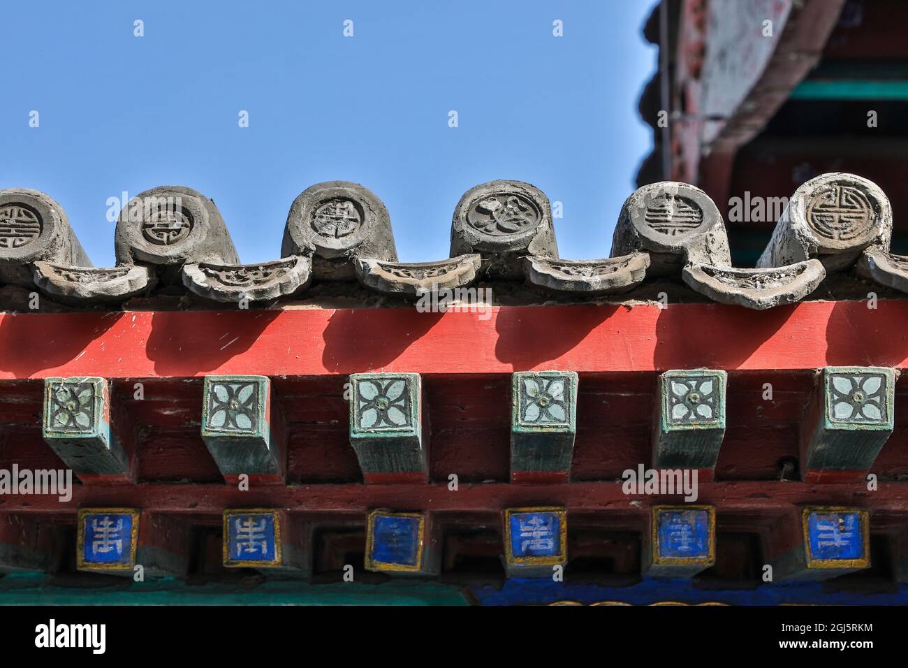 Asia, China, Beijing, Roof Detail of the Summer Palace of Empress Cixi ...