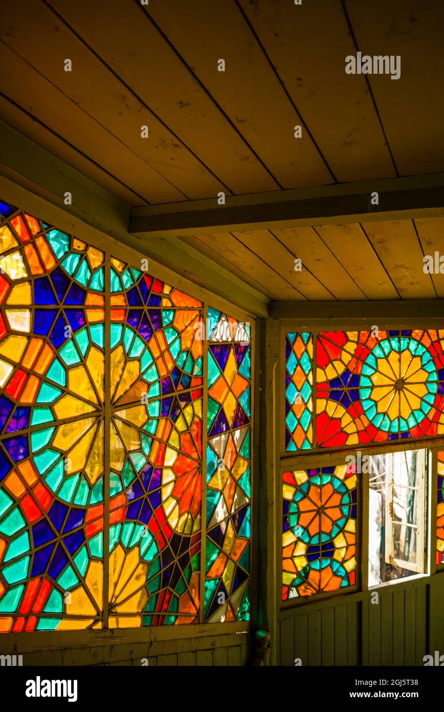 Georgia, Tbilisi. Old Town, traditional Georgian building with stained ...