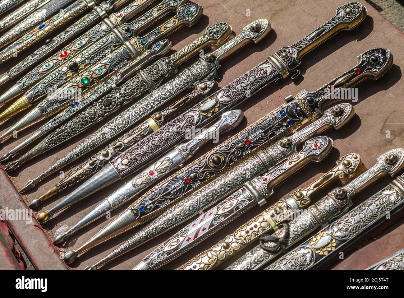 Georgia, Tbilisi. Rustaveli Avenue, souvenirs of traditional Georgian ...