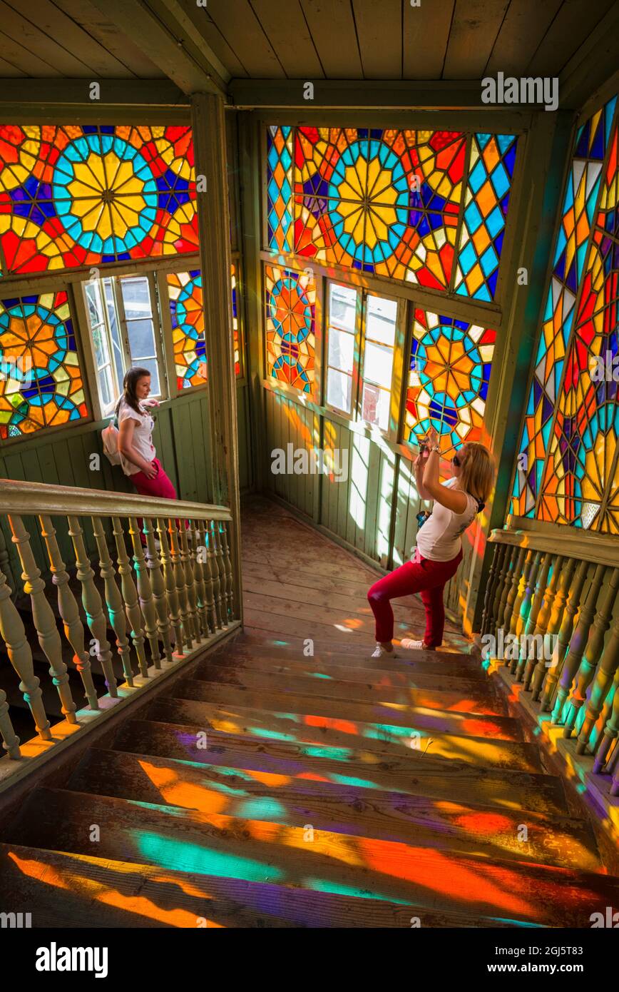Georgia, Tbilisi. Old Town, traditional Georgian building with stained ...