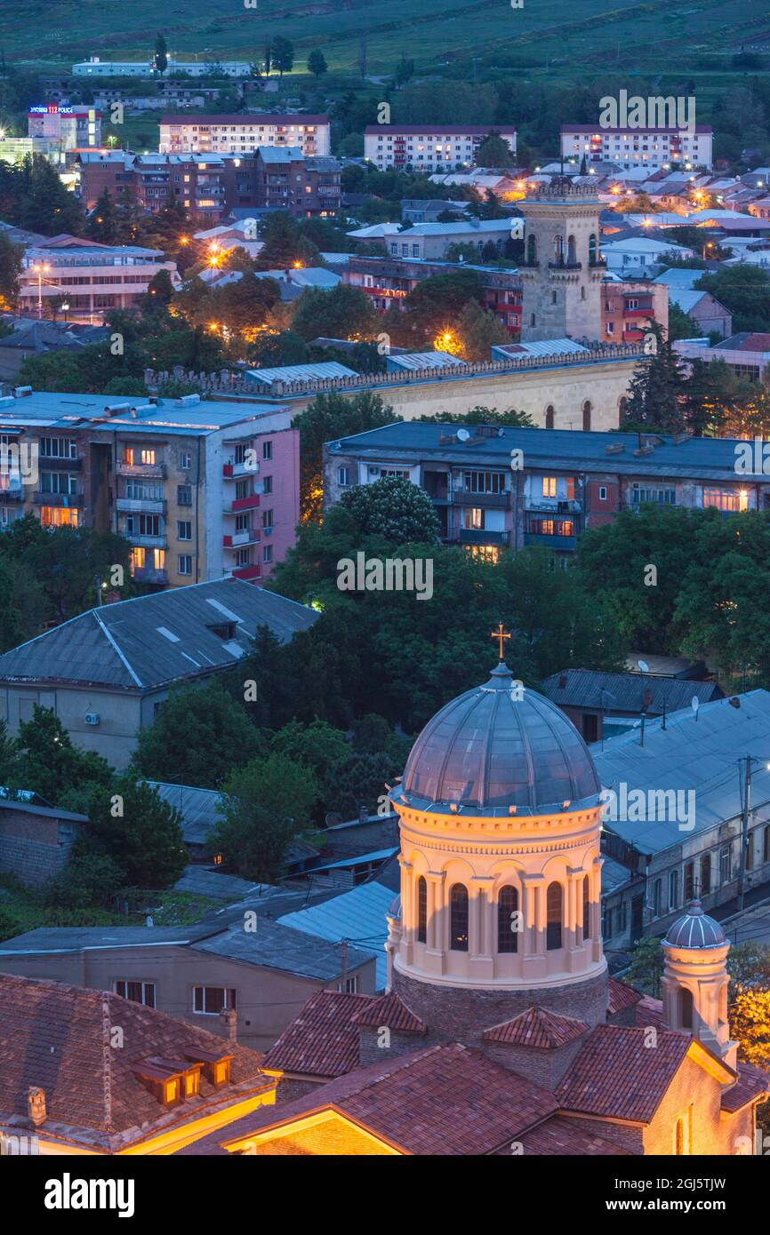Georgia, Gori. Elevated town view from Gori Fortress with Stalin Museum ...