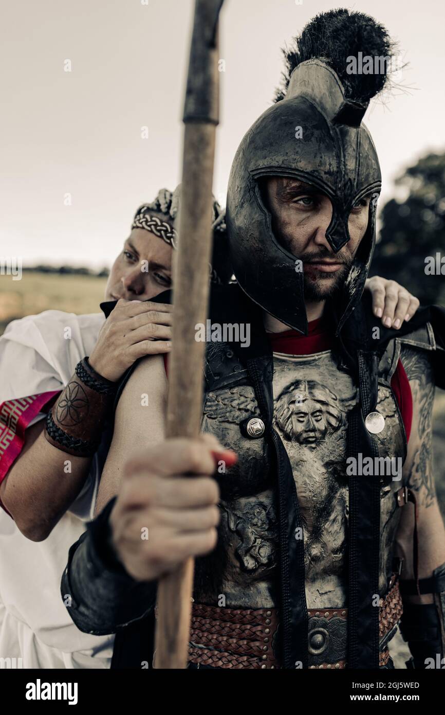 Ancient Spartan warrior says goodbye with his beloved woman before war ...