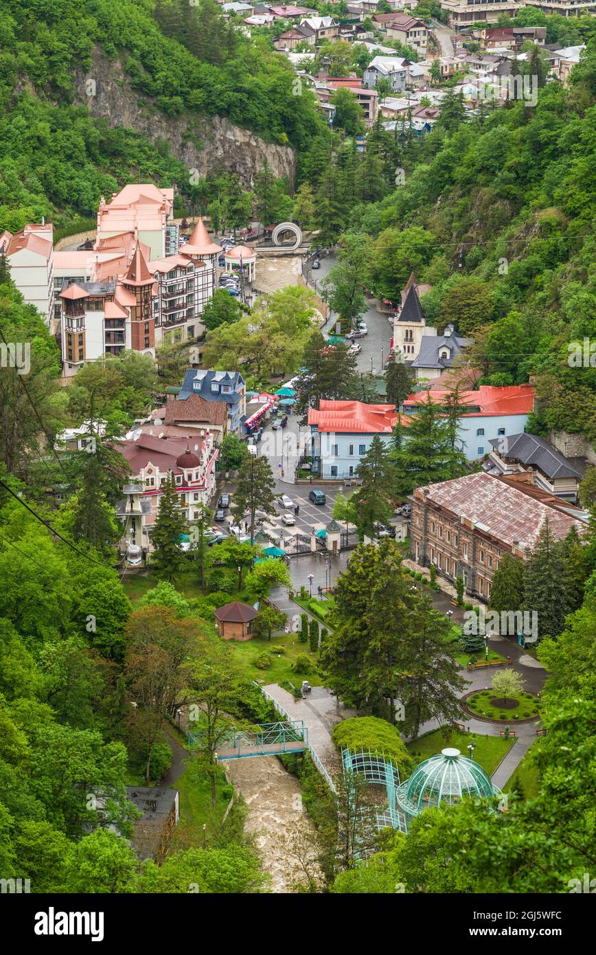 Georgia, Borjomi. Famous mineral water resort, mineral water park area ...