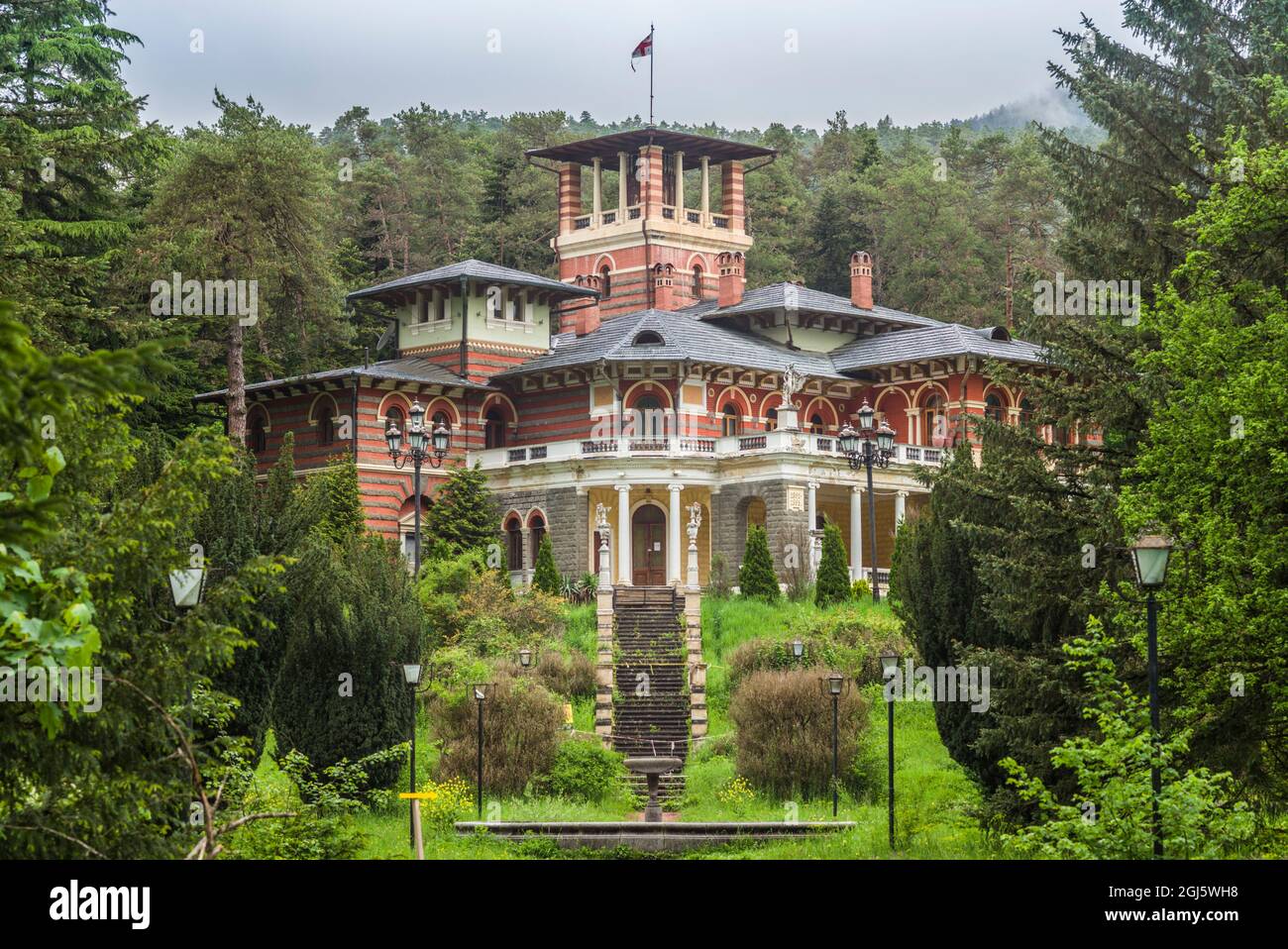 Georgia, Borjomi-Likani. Famous mineral water resort, Romanov Palace ...