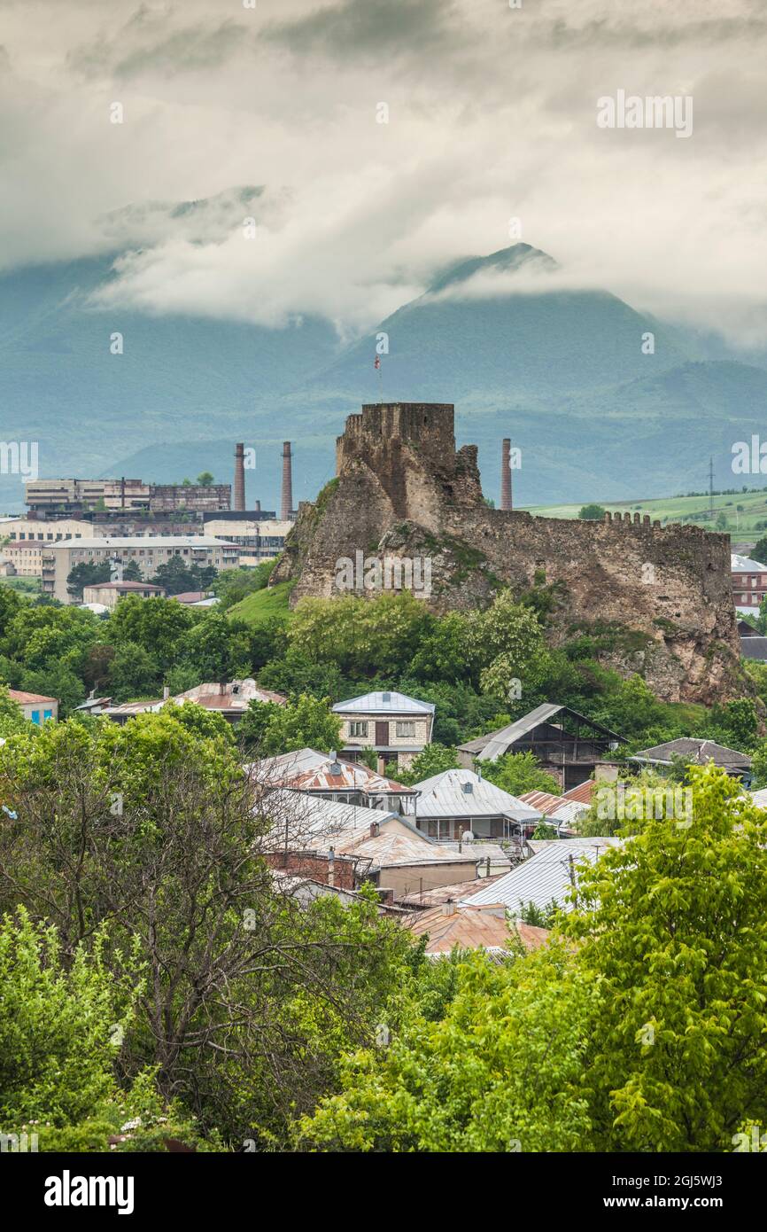 Georgia, Kashuri. Surami Castle and ruins of Soviet-era factory Stock ...