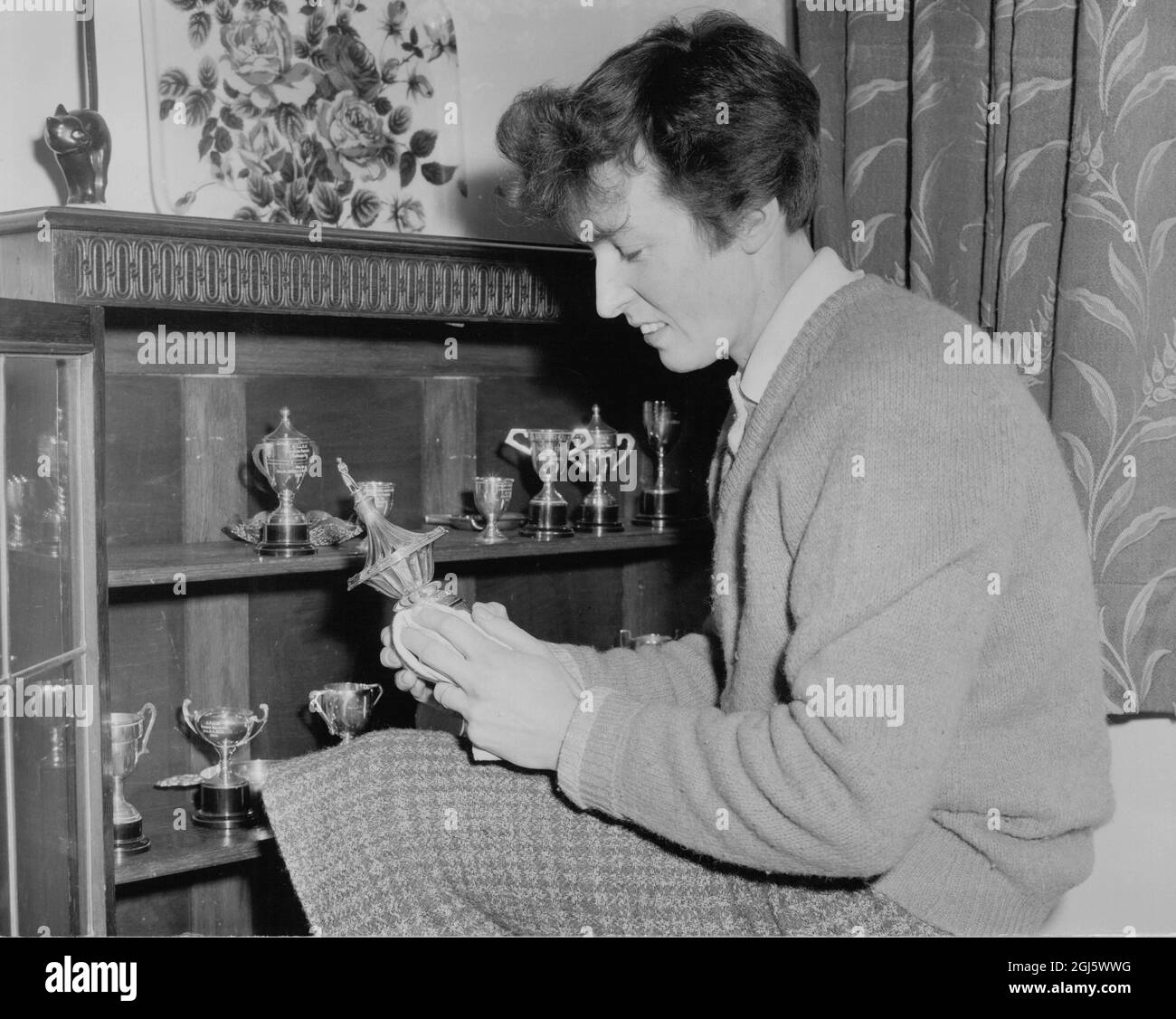 Golfer Eileen Beck with some of her trophys she won as an amateur 1962 ...