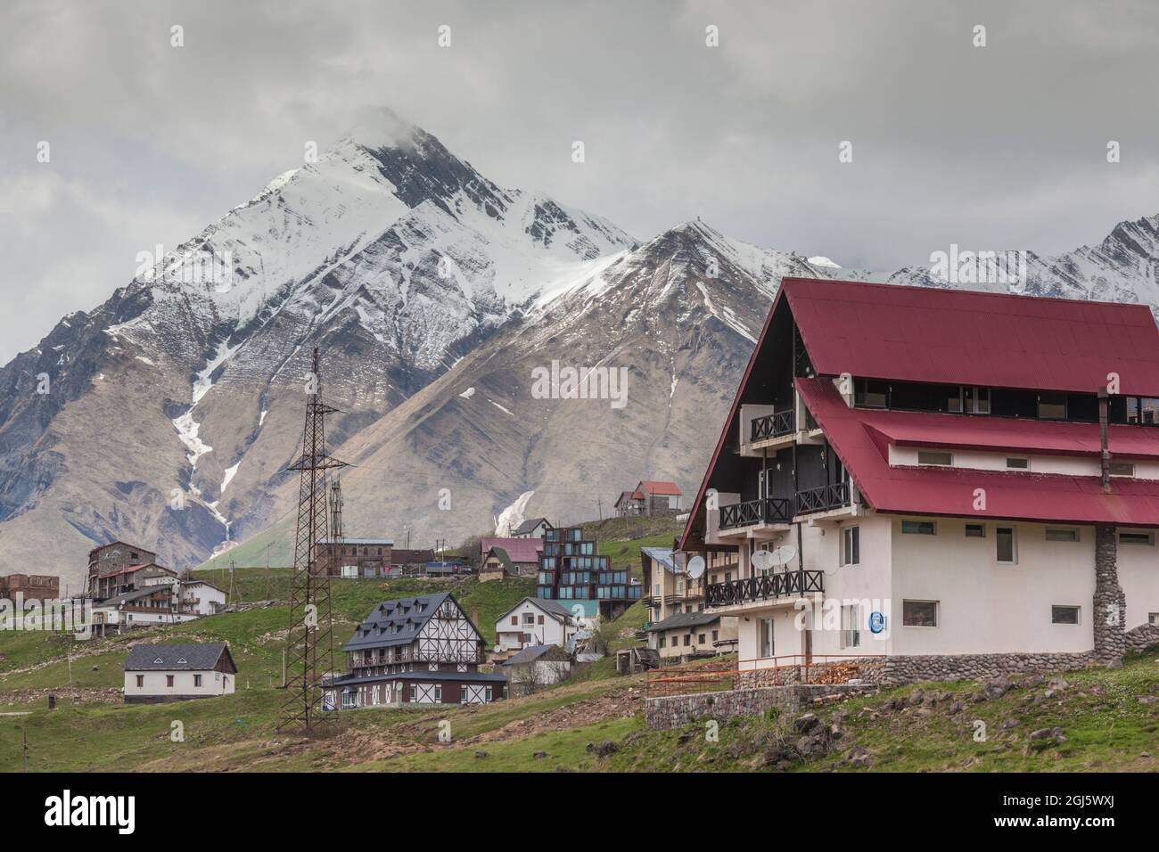 Georgia, Georgian Military Highway, Gudauri. Ski town Stock Photo - Alamy
