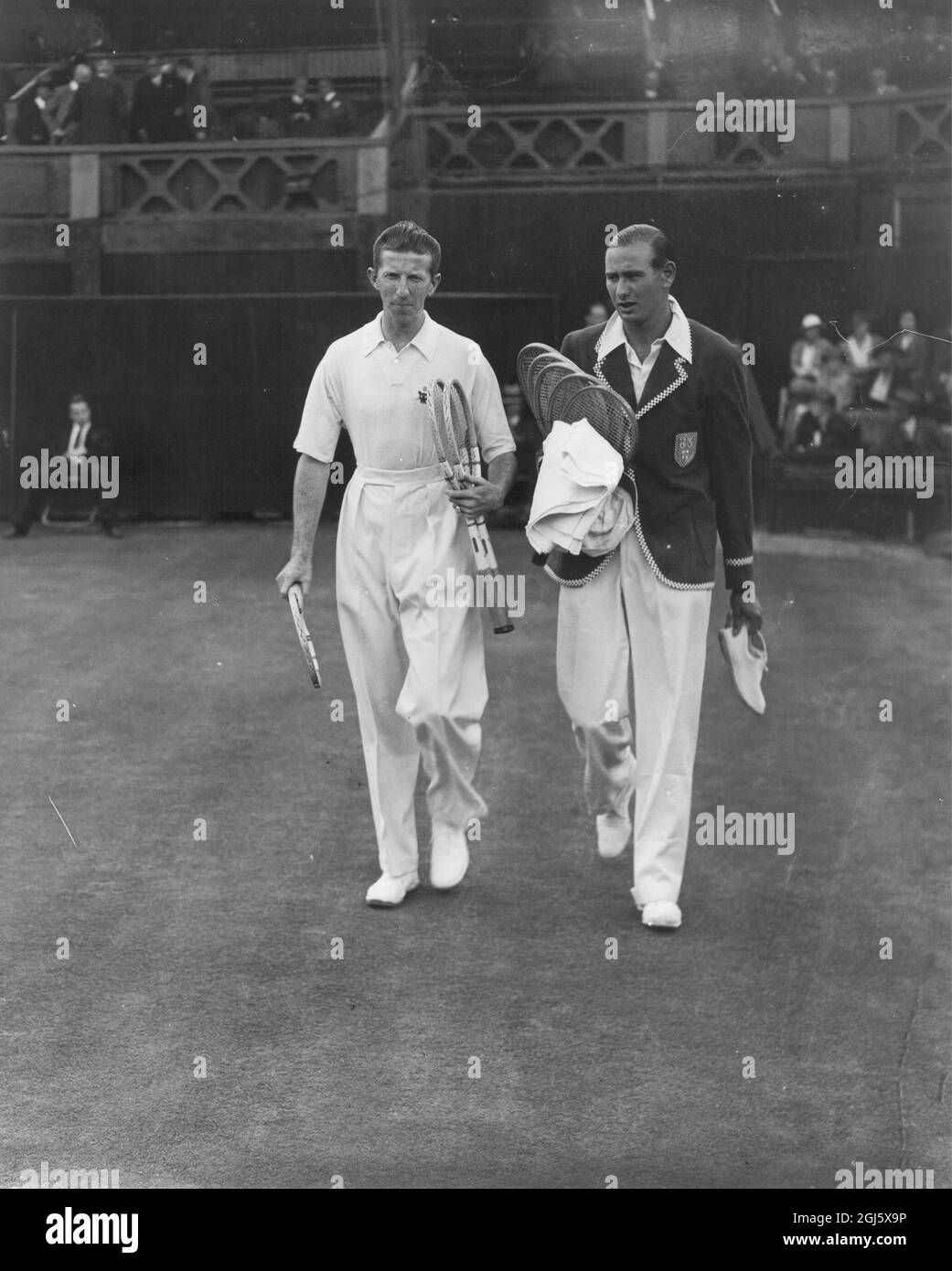 American tennis player Donald Budge and C E Hare of Great Britain at ...