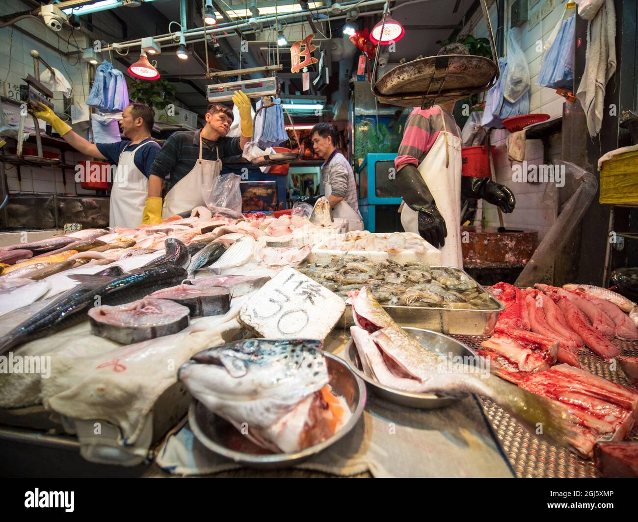 China, Hong Kong. Meat street scene of signs Stock Photo - Alamy