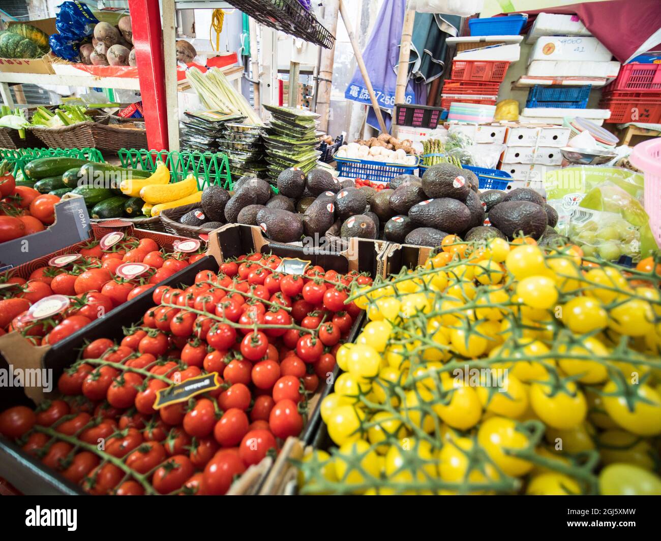 China, Hong Kong. Meat street scene of signs Stock Photo - Alamy