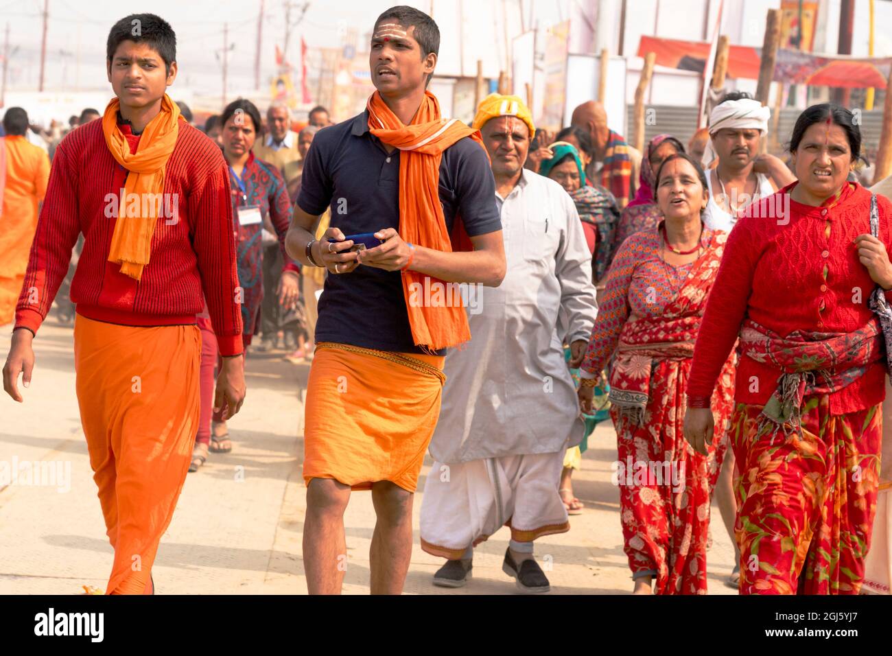 India, Uttar Pradesh, Allahabad, Prayagraj, Ardh Kumbh Mela. Hindu ...