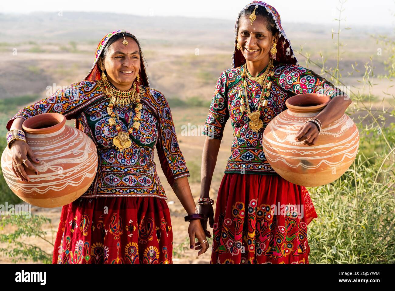 India, Gujarat, Bhuj, Great Rann of Kutch, Ahir Tribe. Women from the ...