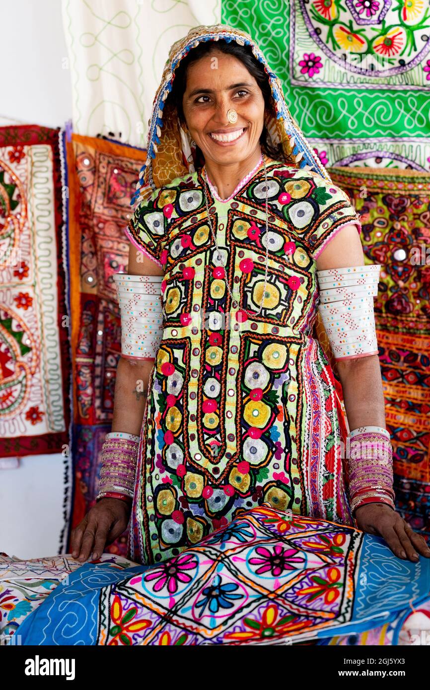 India, Gujarat, Bhuj, Great Rann of Kutch, Meghwal Tribe. Portrait of a ...