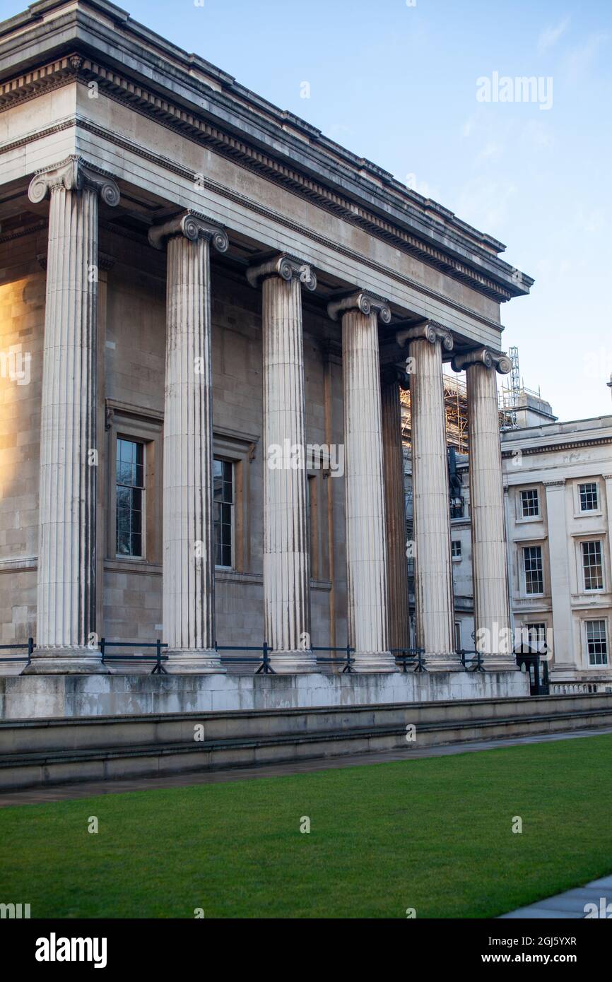 Columns facade at history museum building in london hi-res stock ...