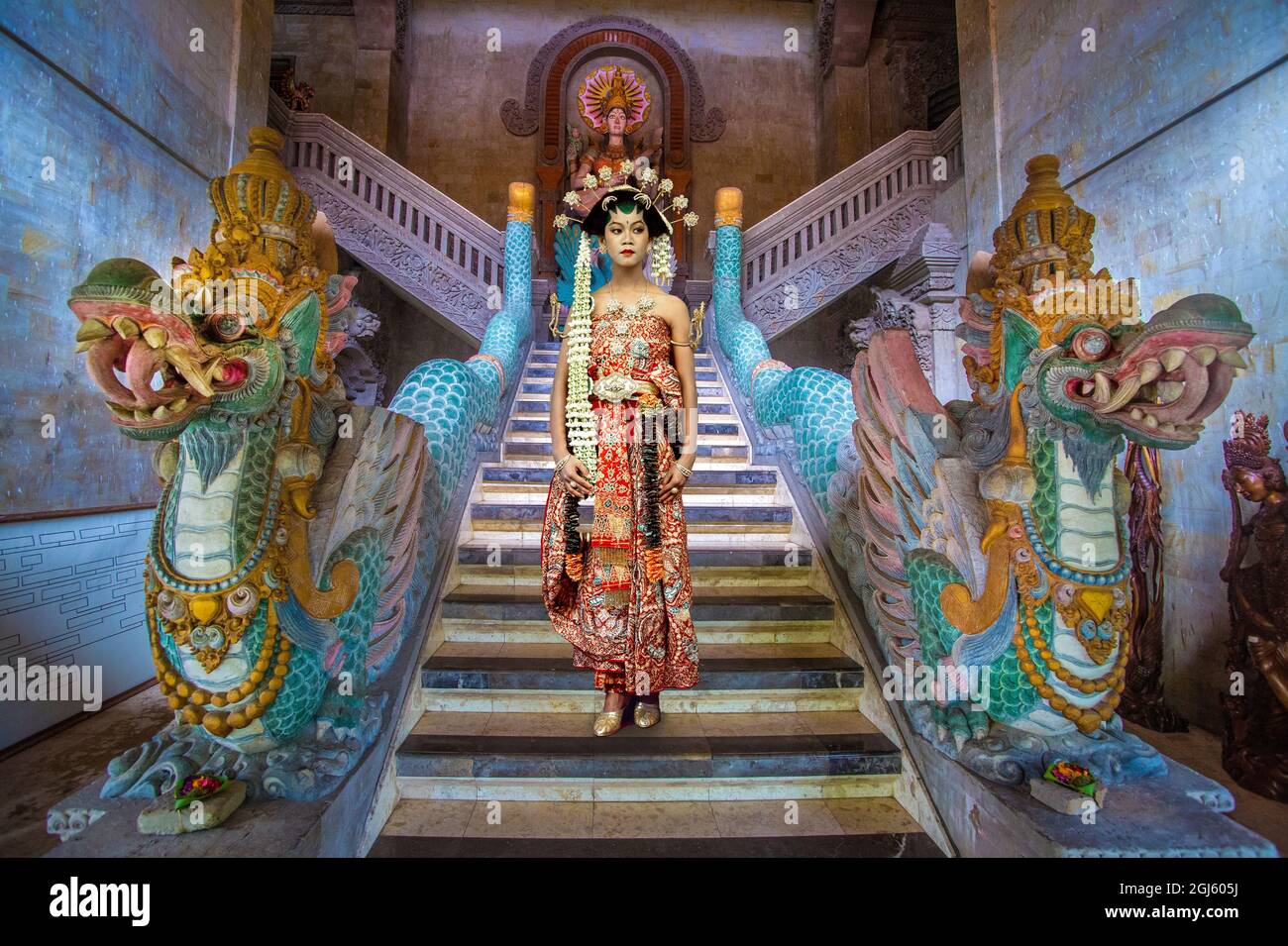 Indonesia, Java. Javanese bride and dragon staircase. (MR Stock Photo ...