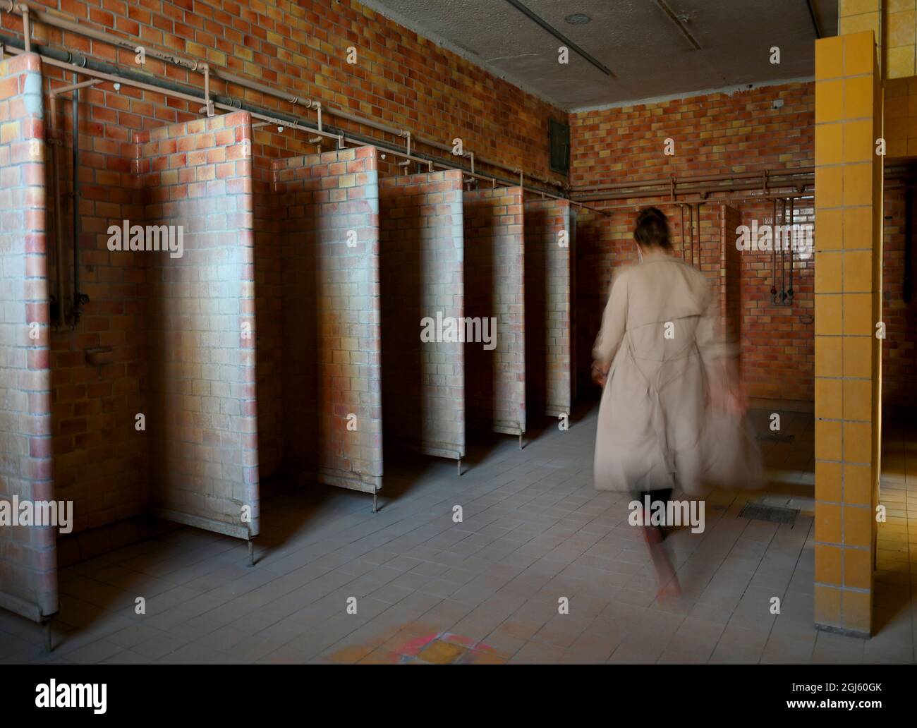08 September 2021, Berlin: View into an original preserved shower room ...