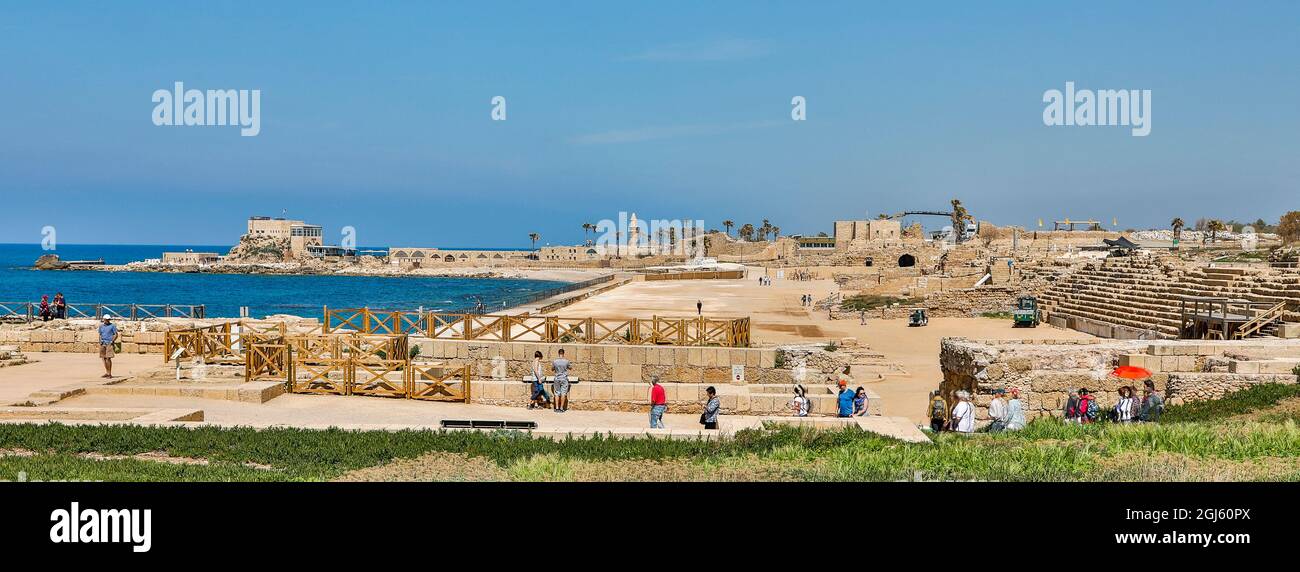 Israel, Plain of Sharon. Caesarea Maritima, ruins from the city of ...