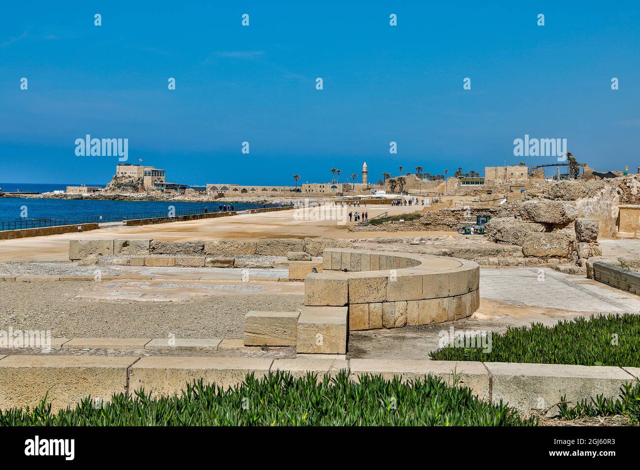 Israel, Plain of Sharon. Caesarea Maritima, ruins from the city of ...