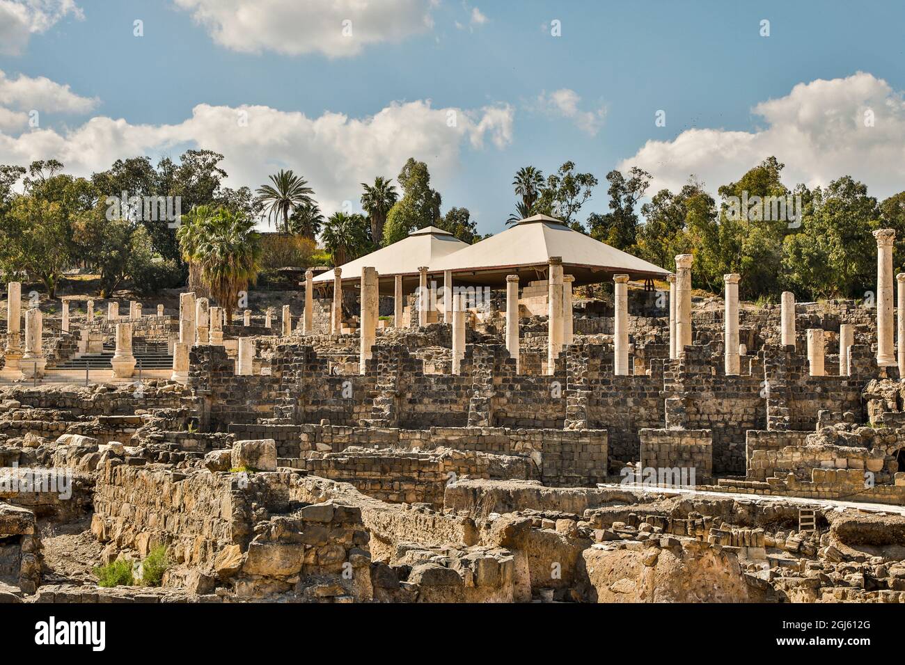 Israel, Galilee, Beit She'an. Ruins of the Roman city where King Saul ...