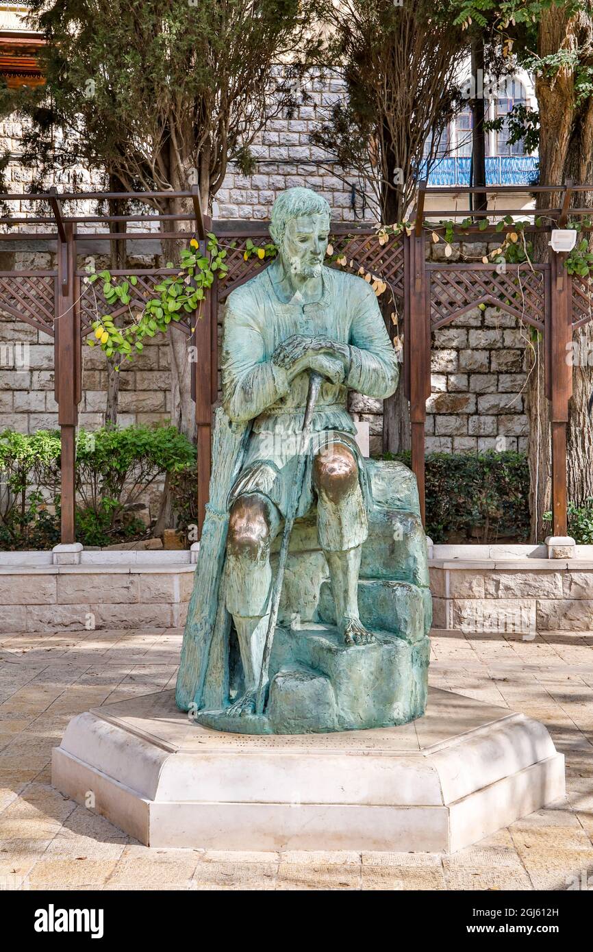 Israel, Nazareth. Church of St. Joseph, statue of St. Joseph in the ...