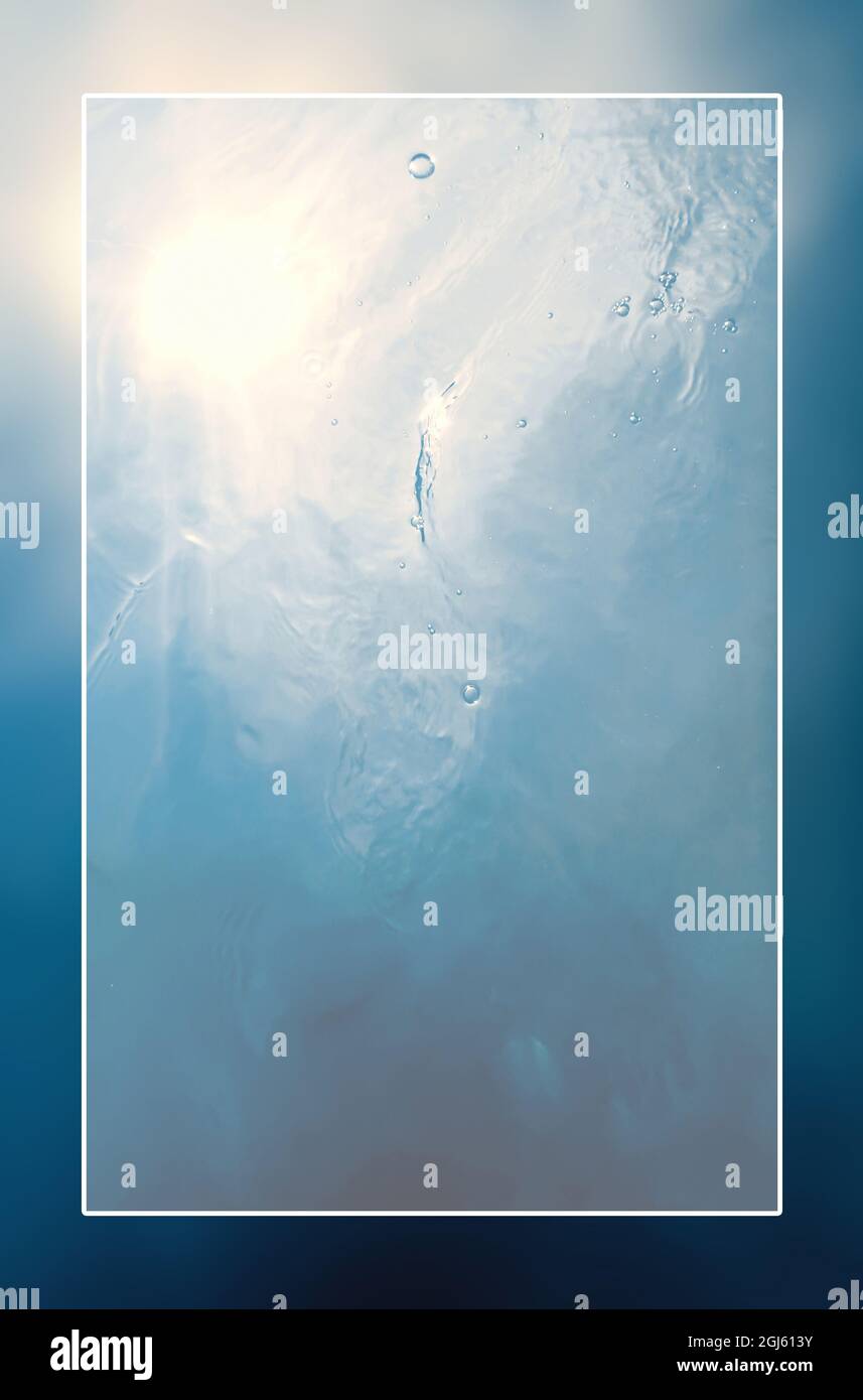 Underwater background white border frame, water surface blank text box ...