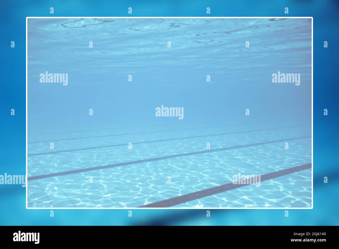 Swimming pool background white border frame, water surface blank text ...