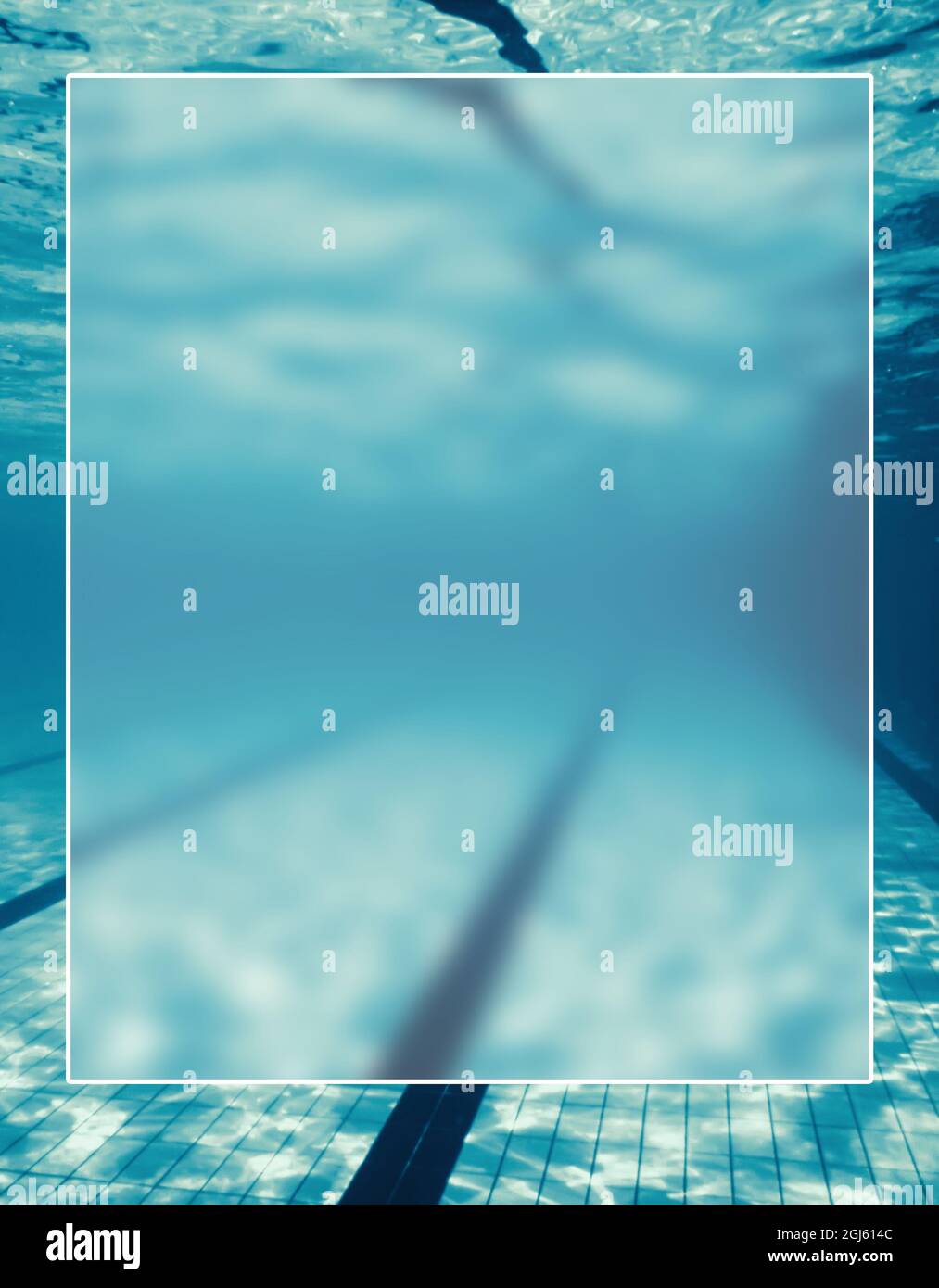 Swimming pool background white border frame, water surface blank text ...