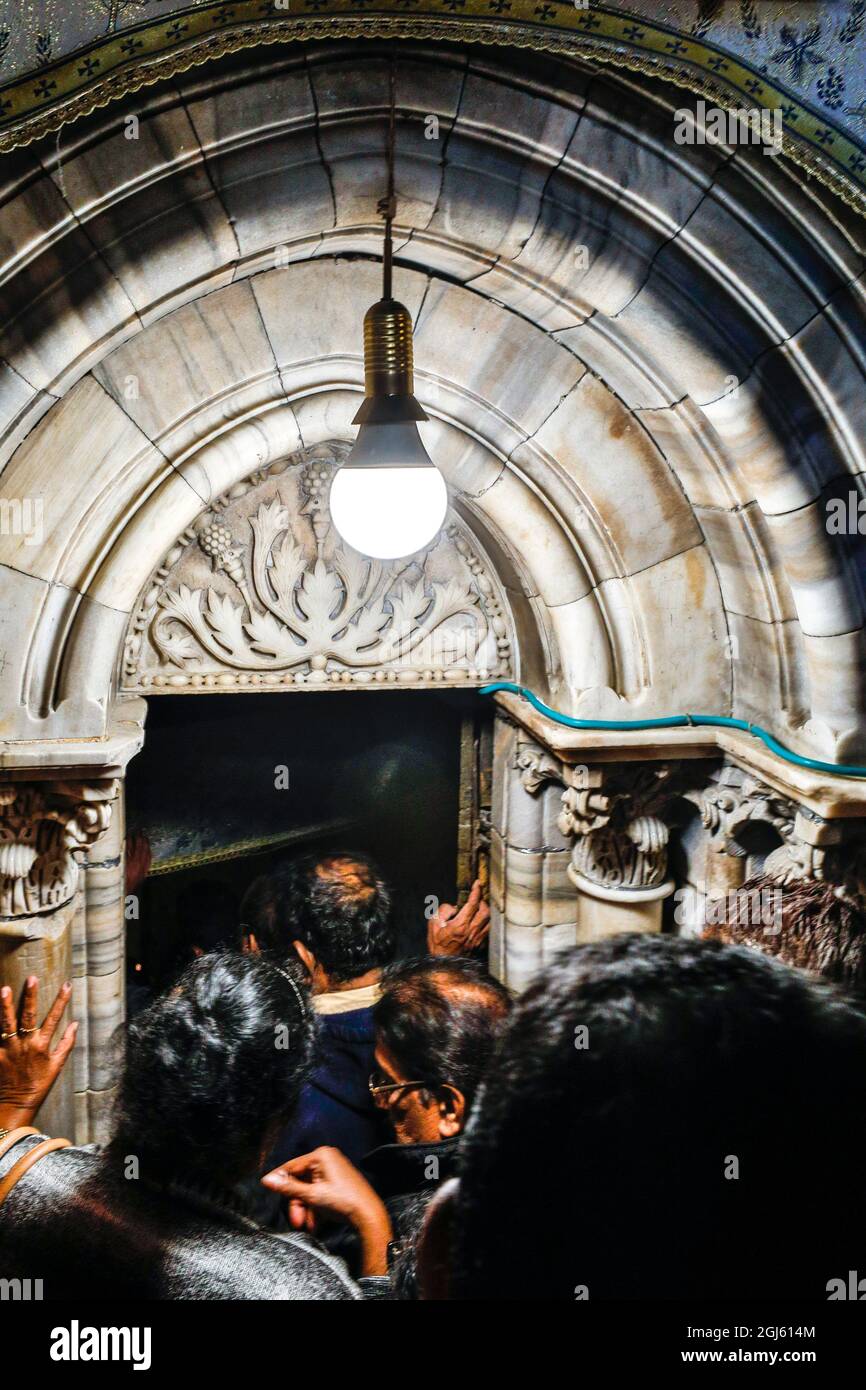 Palestinian Territory, Bethlehem. Church of the Nativity, pilgrims ...