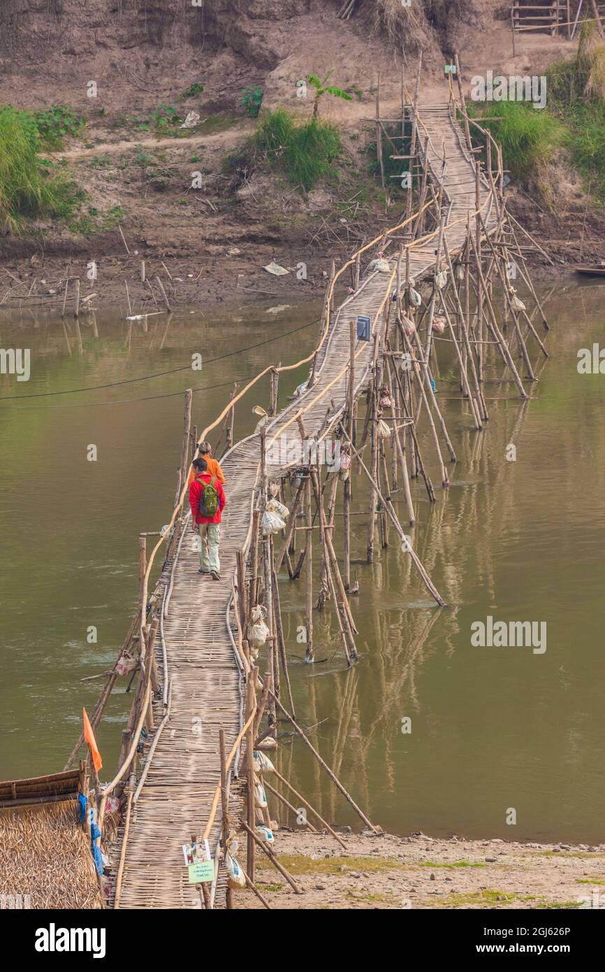 Lao bamboo river bridge hi-res stock photography and images - Alamy
