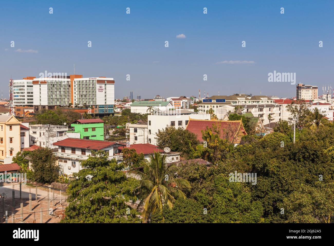 Laos, Vientiane. High angle skyline along Mekong River Stock Photo - Alamy