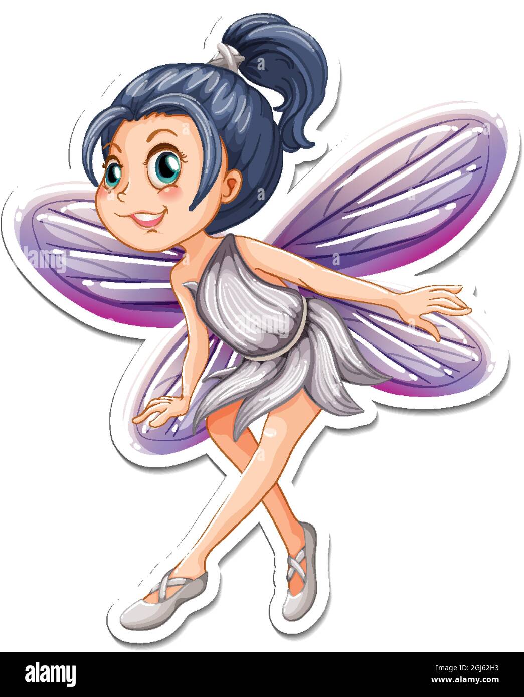Beautiful fairy cartoon character sticker illustration Stock Vector ...