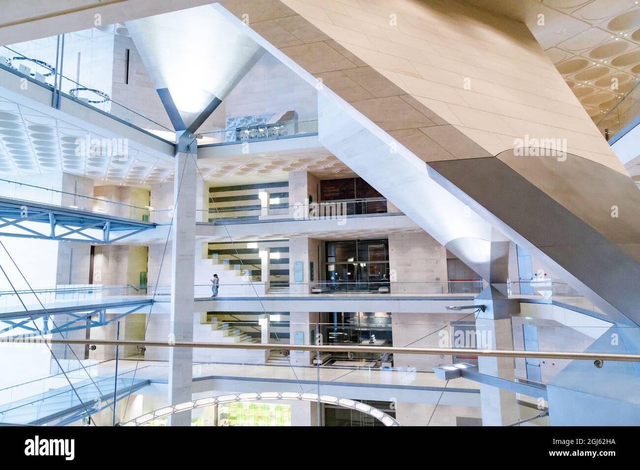 State of Qatar, Doha. Museum of Islamic Art. Interior balconies ...
