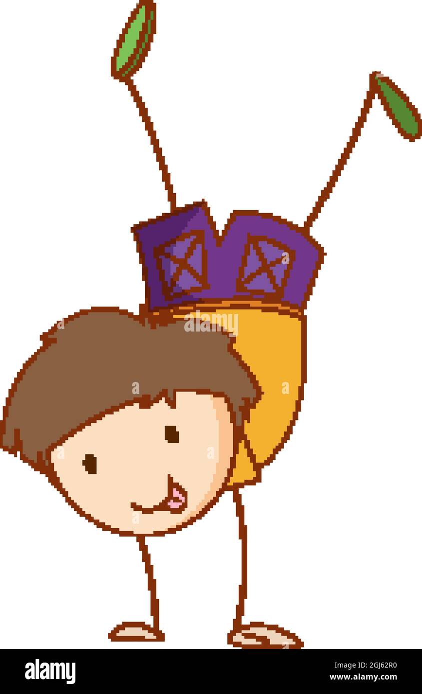 Cute boy cartoon character in hand drawn doodle style isolate ...