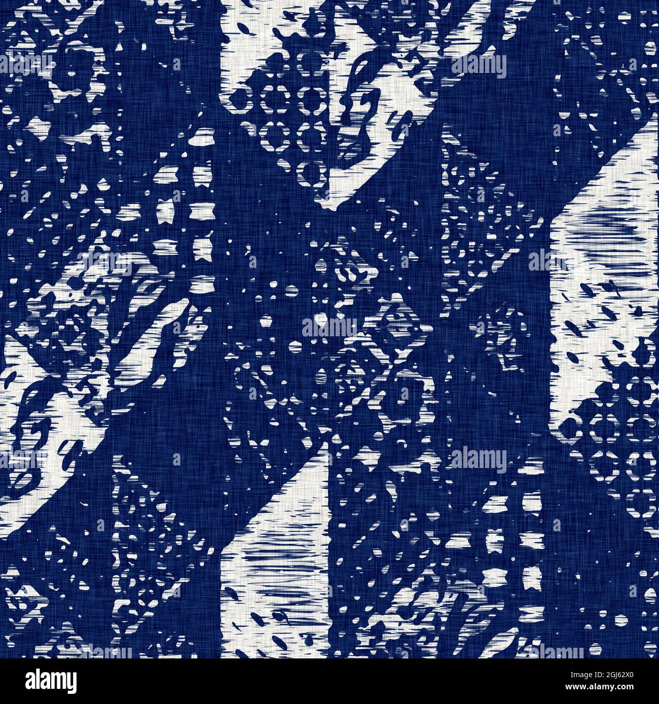 Indigo dyed fabric geo shape pattern texture. Seamless textile fashion ...