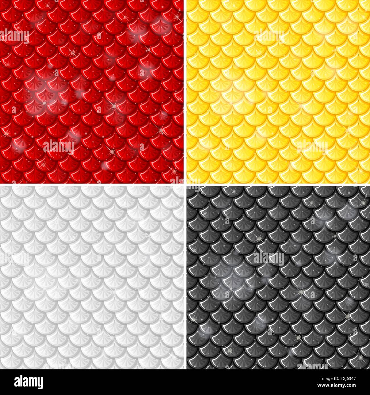 Set of fish scale seamless pattern background illustration Stock Vector ...