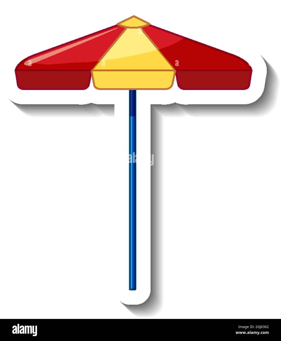 Sticker template with summer beach umbrella isolated illustration Stock ...