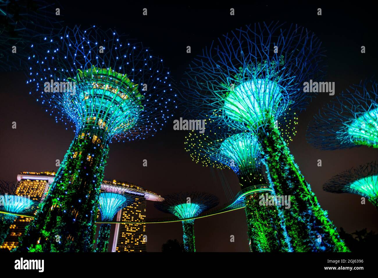 Garden Rhapsody Supertree light show, Gardens by the Bay, Singapore ...