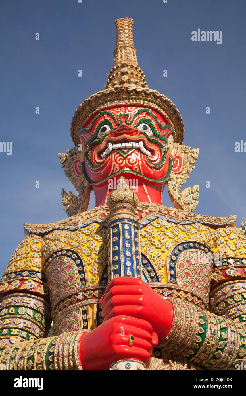 Thailand, Bangkok, warrior statue at Grand Palace, a complex of ...