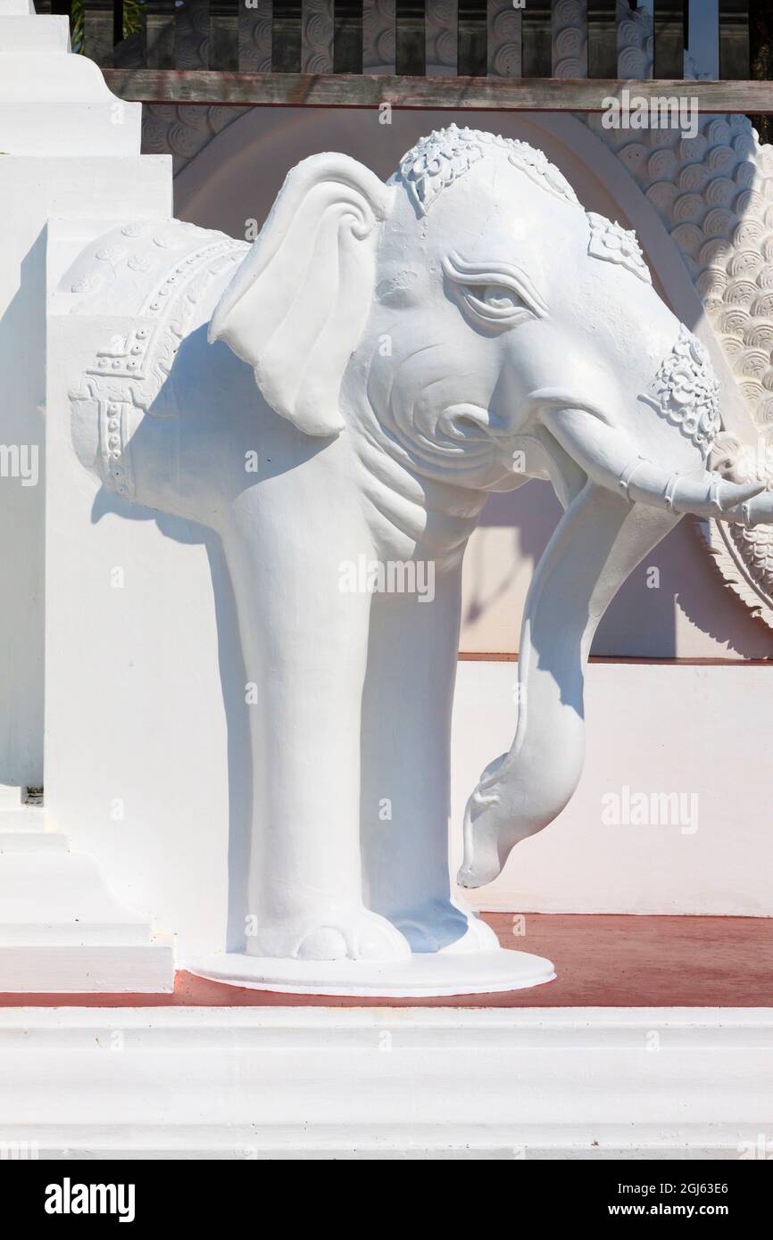 Thailand. Royal Park Ratchaphruek. White elephant outside temple Stock ...