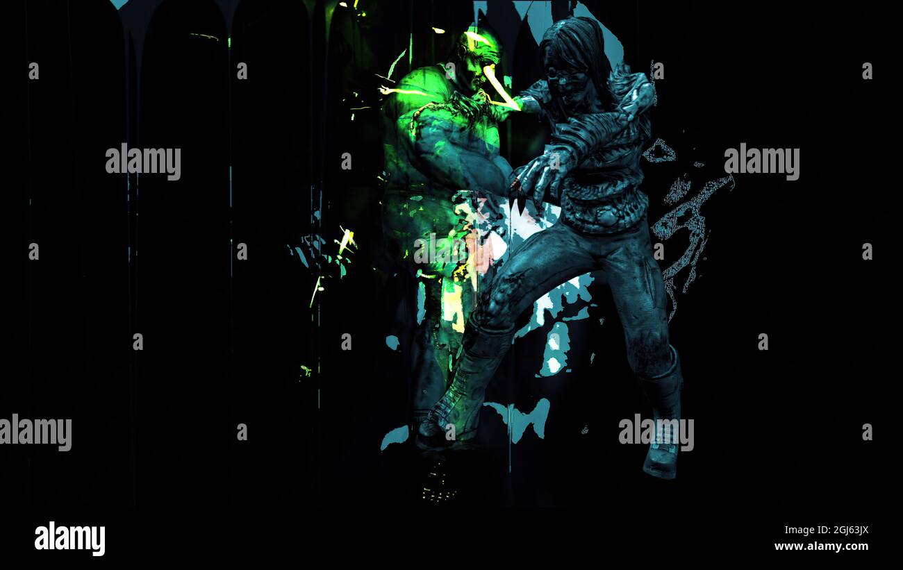 3d illustration - Horror Zombie With scary Effects Stock Photo - Alamy