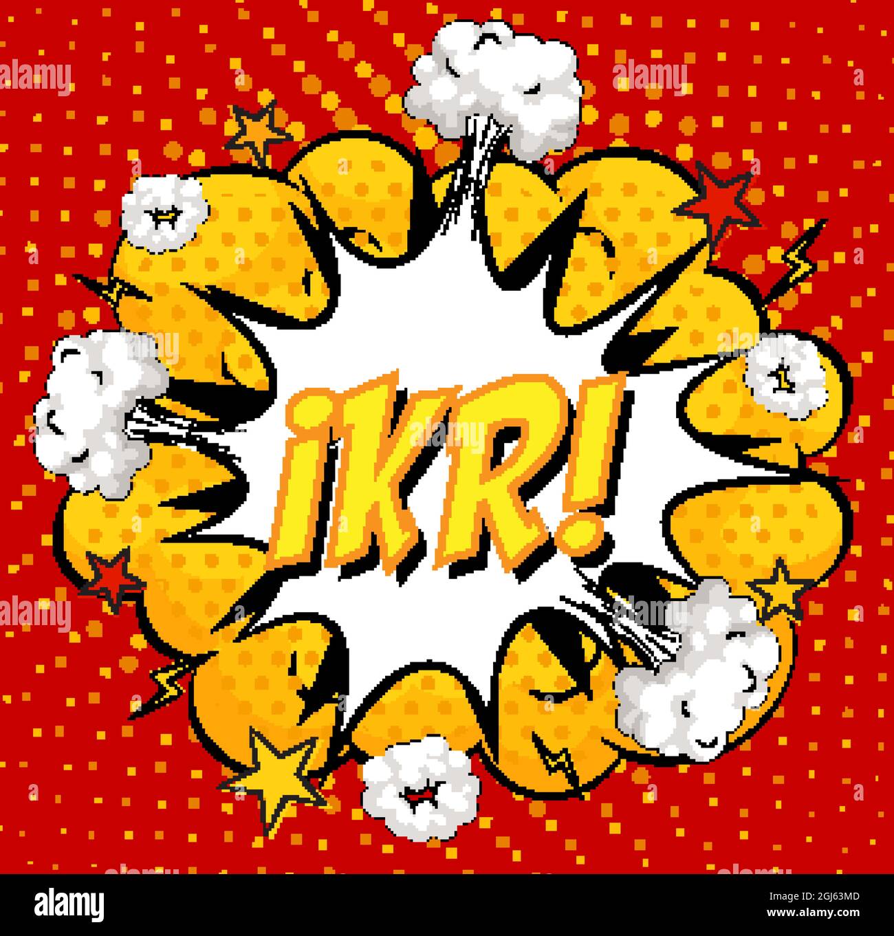 IKR text on comic cloud explosion on red background illustration Stock ...