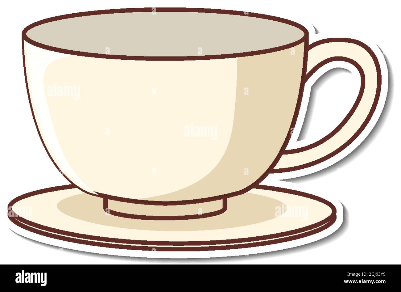 Sticker design with empty tea cup isolated illustration Stock Vector ...