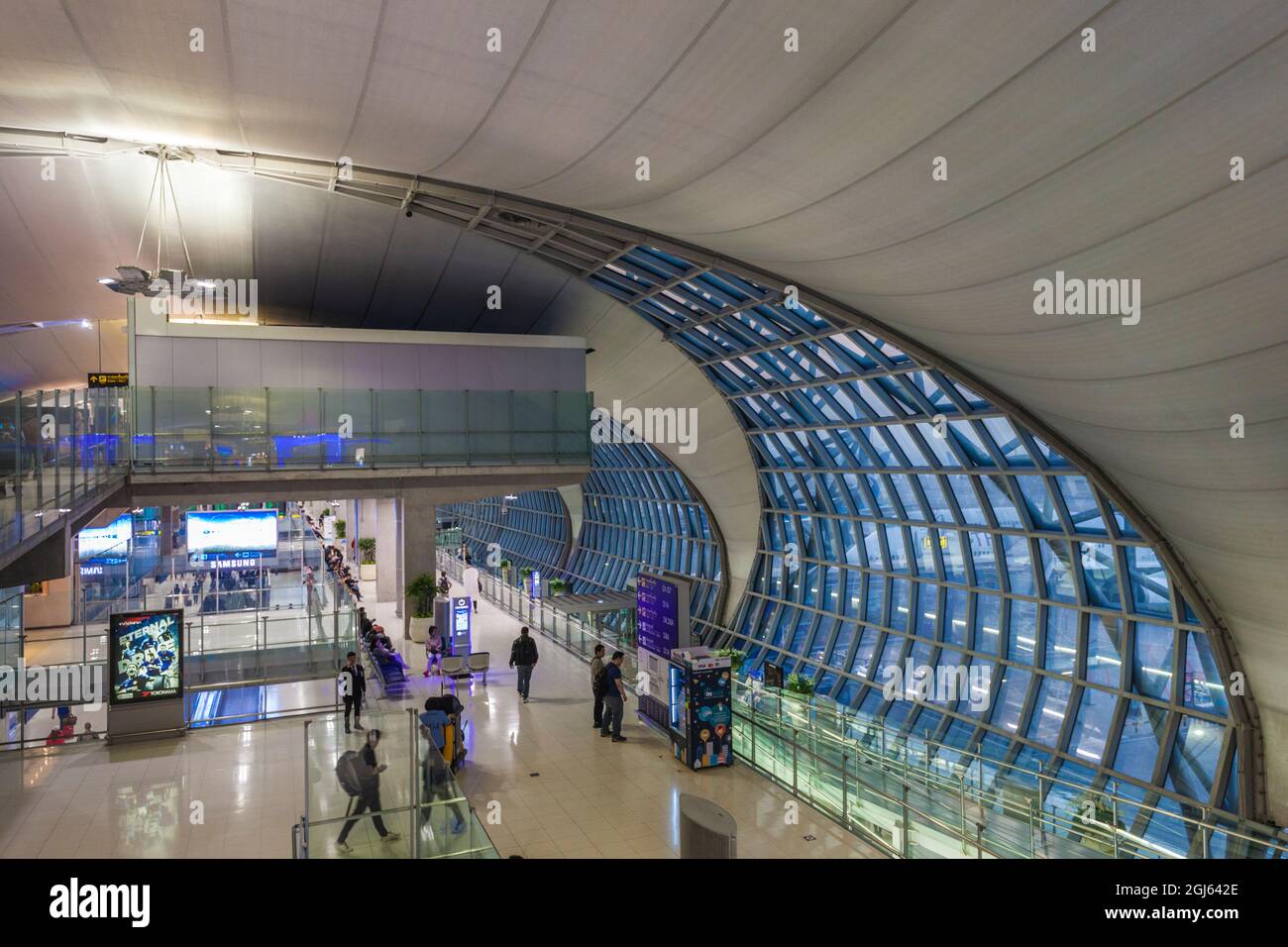 Thailand, Bangkok. Suvarnabhumi International Airport, BKK interior ...