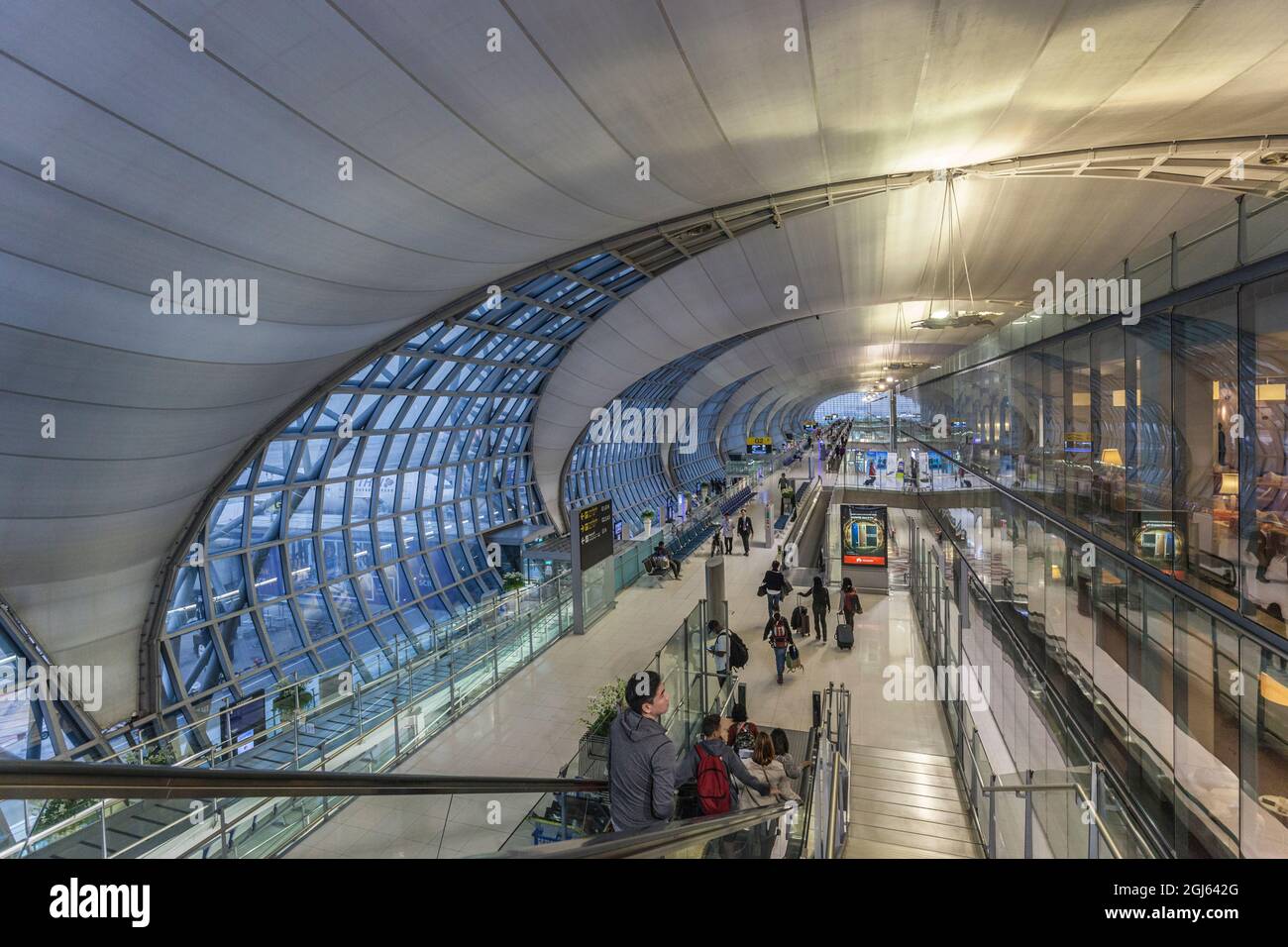 Thailand, Bangkok. Suvarnabhumi International Airport, BKK interior ...