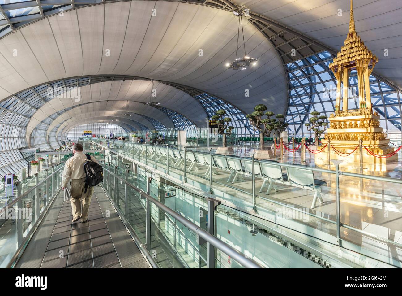 Thailand, Bangkok. Suvarnabhumi International Airport, BKK interior ...