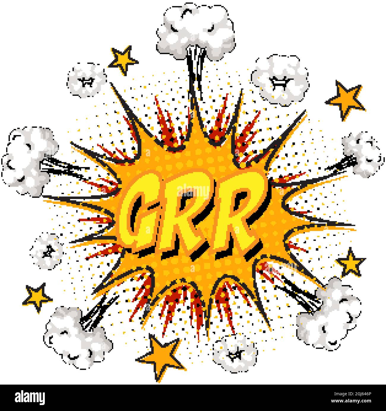 GRR text on comic cloud explosion isolated on white background ...
