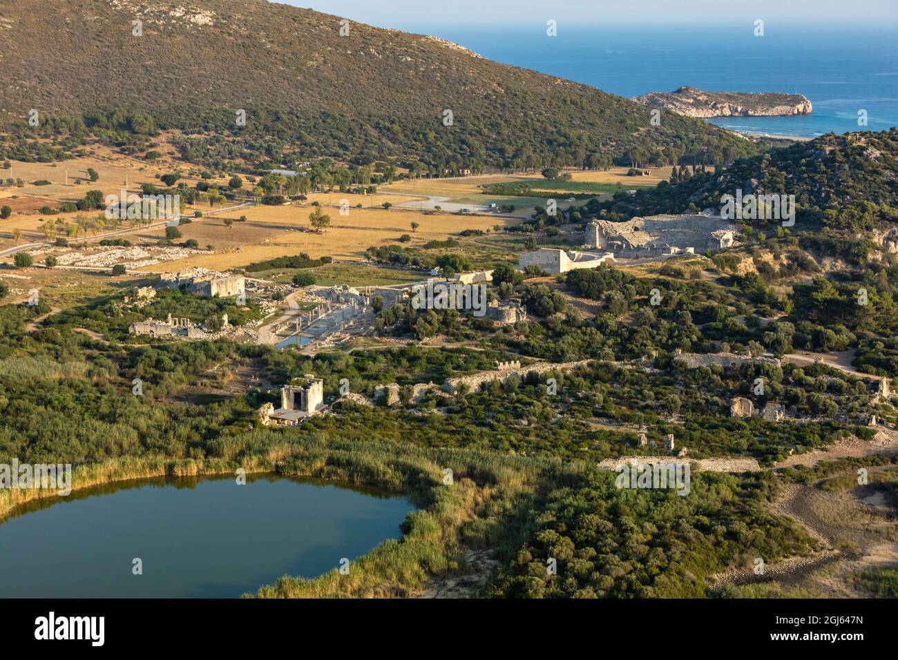Aerial view of the ancient city of Patara, Antalya, Turkey Stock Photo ...