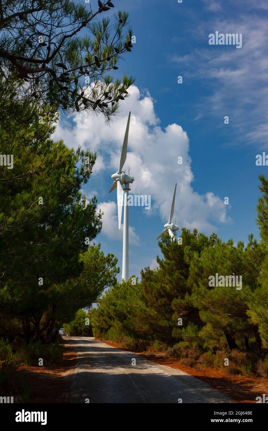 Wind turbines. Bozcaada, Turkey Stock Photo - Alamy