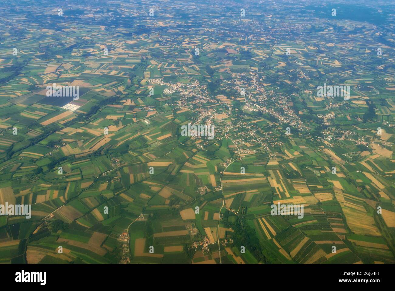 Aerial View of green fields, forest countryside Stock Photo - Alamy