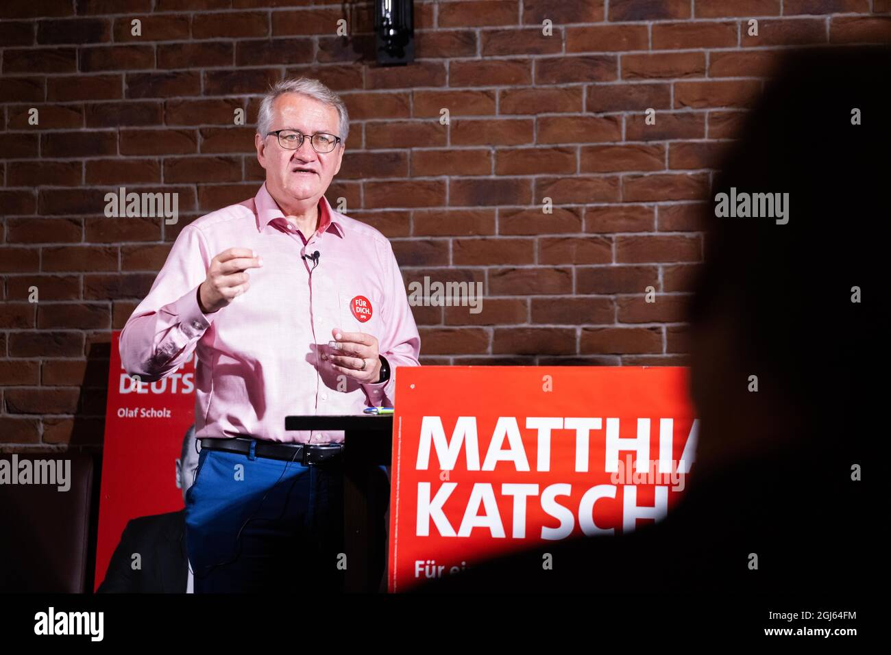 Offenburg, Germany. 09th Sep, 2021. Matthias Katsch (SPD) speaks at an ...